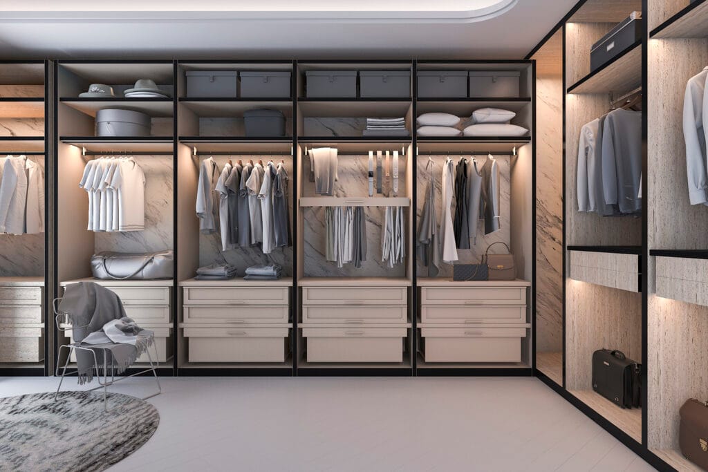 Elegant Wooden Textured Walk-In Wardrobe - wudbell